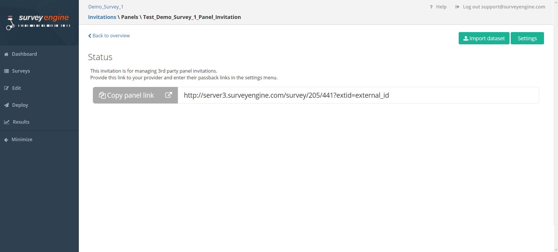 Create Panel Invitation – SurveyEngine